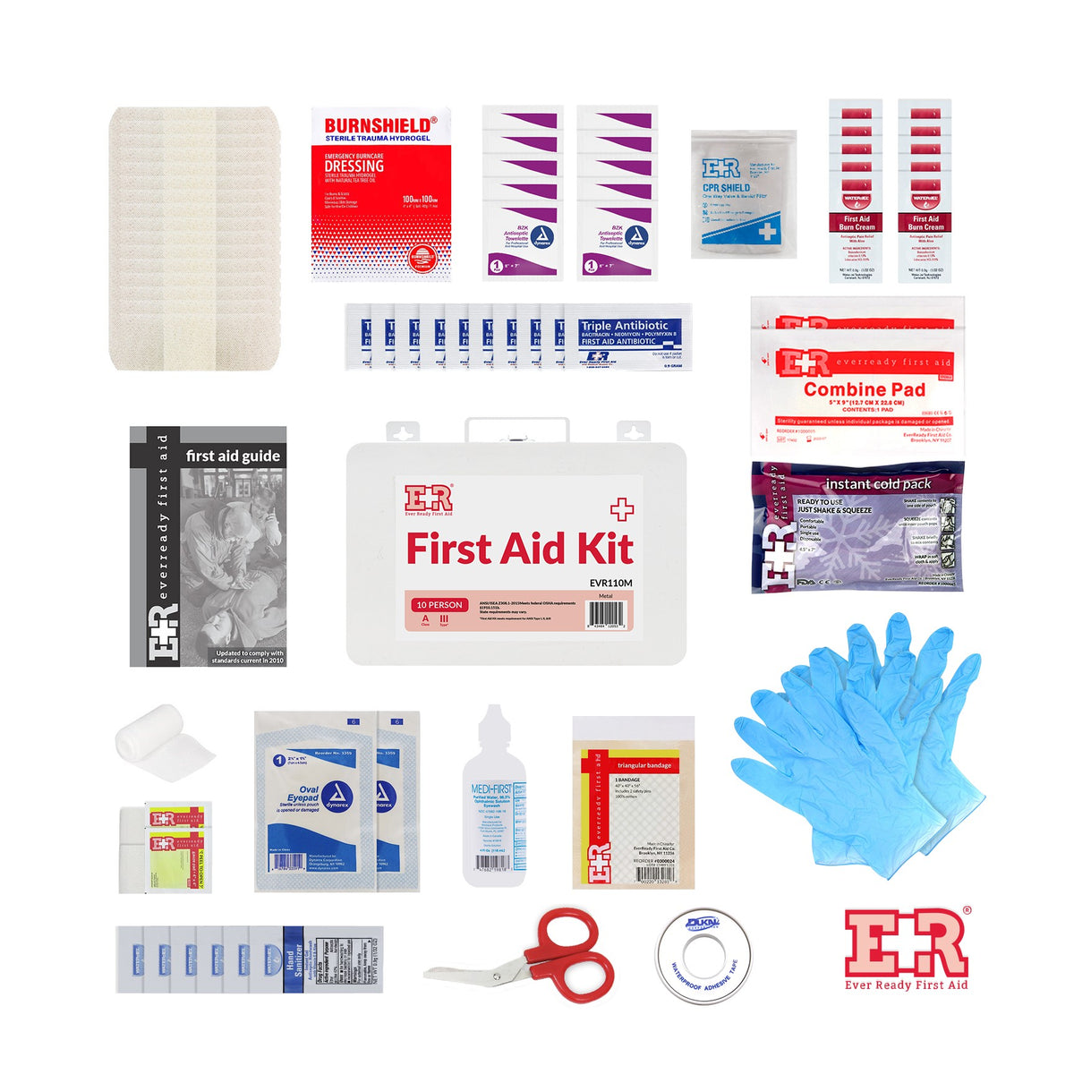 10-Person First Aid Kit – Metal Case, ANSI A Type III